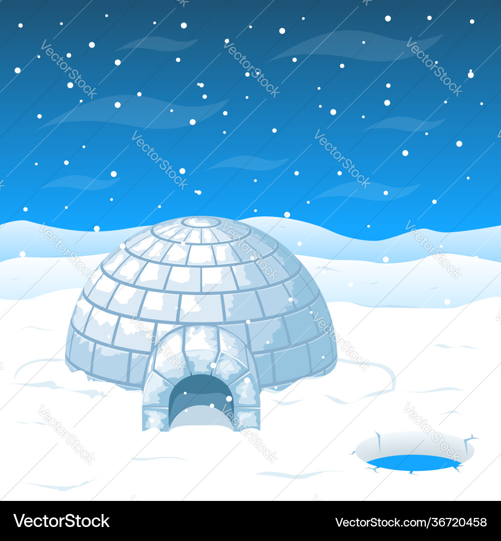 Eskimo cold house from ice blocks in antarctica Vector Image