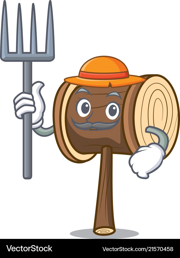 Farmer mallet character cartoon style Royalty Free Vector