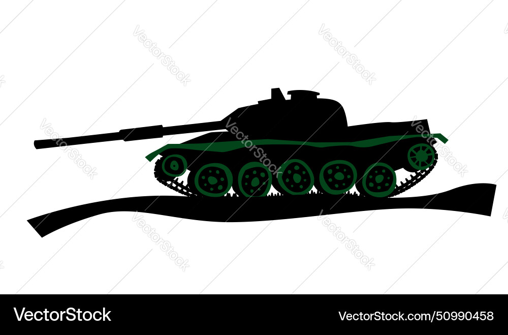Main battle tank silhouette Royalty Free Vector Image