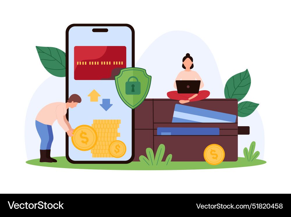 Payment method from electronic wallet secure bank Vector Image
