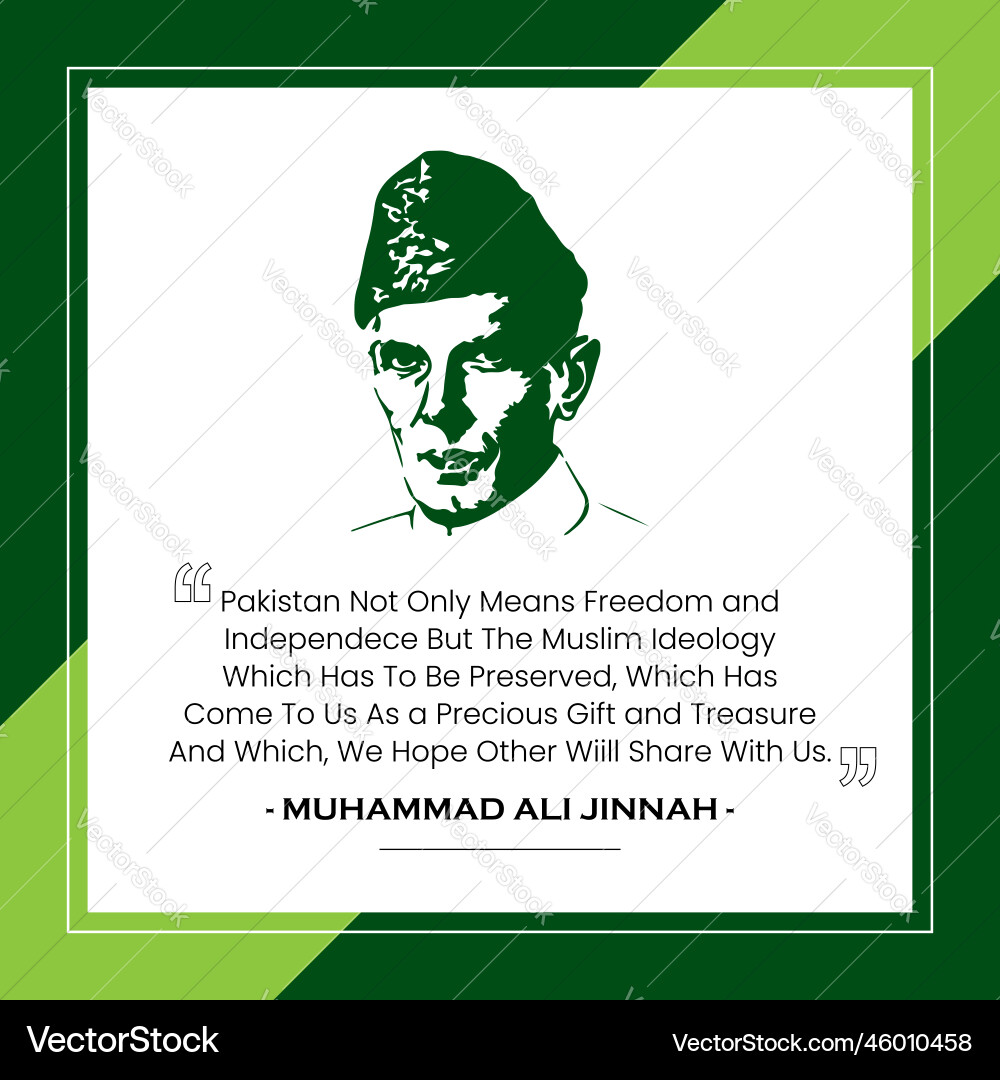 Quaid-e-azam day quote design template Royalty Free Vector