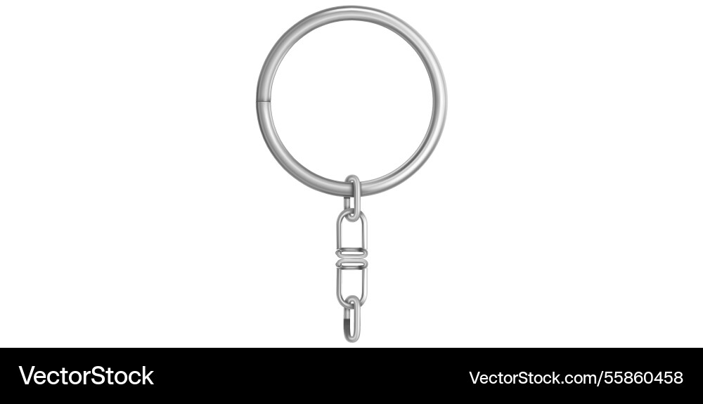 Realistic silver key chain with metal ring Vector Image