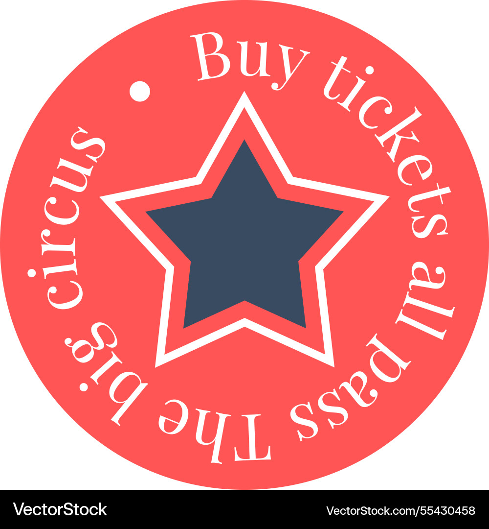 Round red and blue circus ticket pass featuring Vector Image