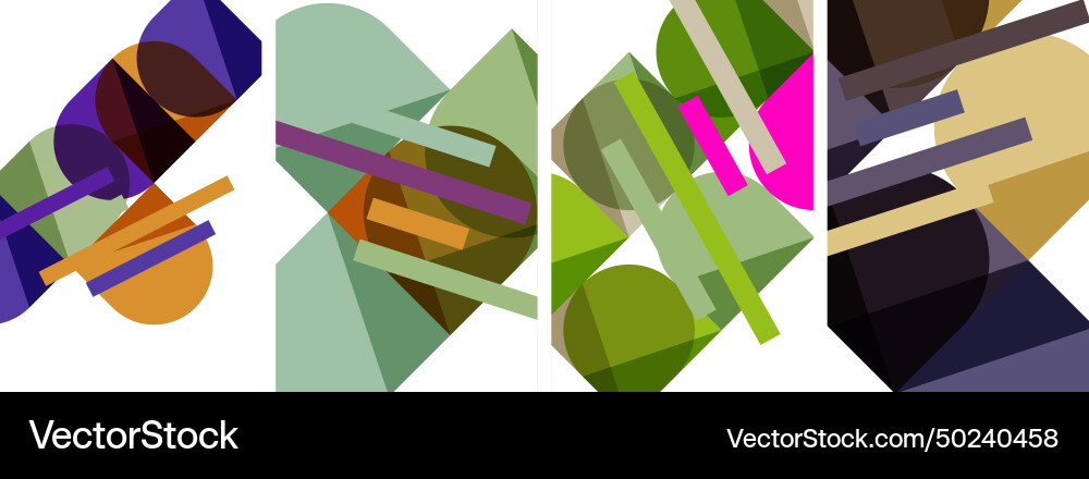 Square and round shape geometric poster set Vector Image