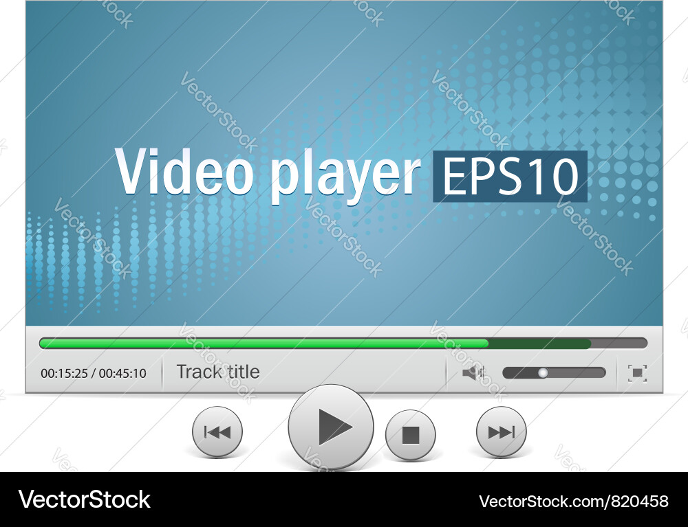Video player with icons Royalty Free Vector Image