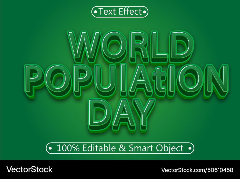 World population day editable text effect 3 Vector Image
