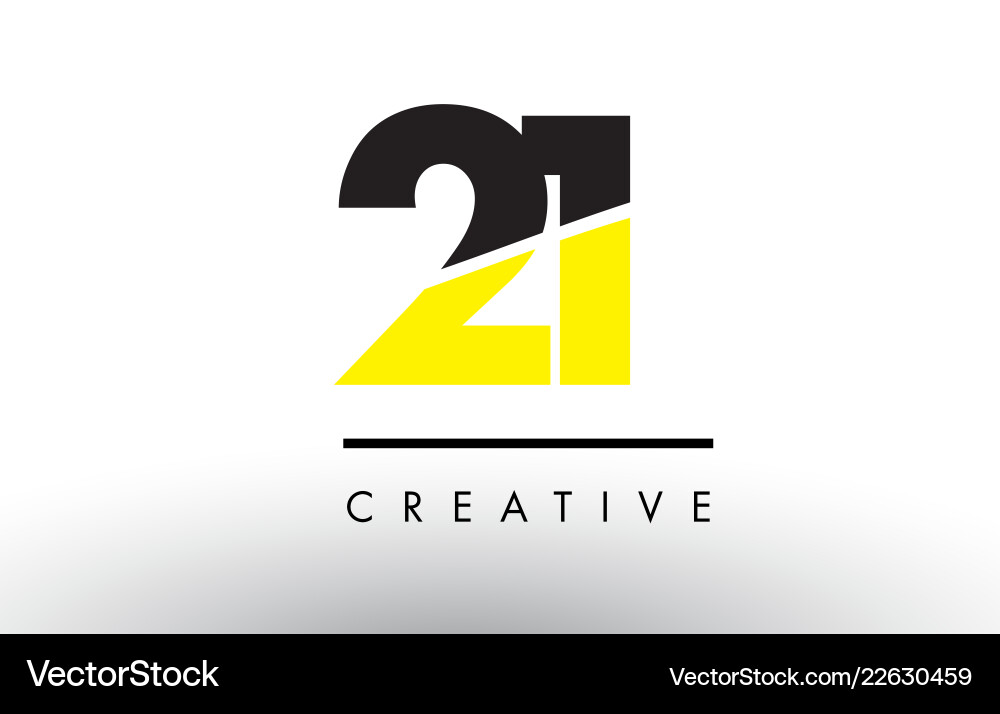 21 black and yellow number logo design Royalty Free Vector