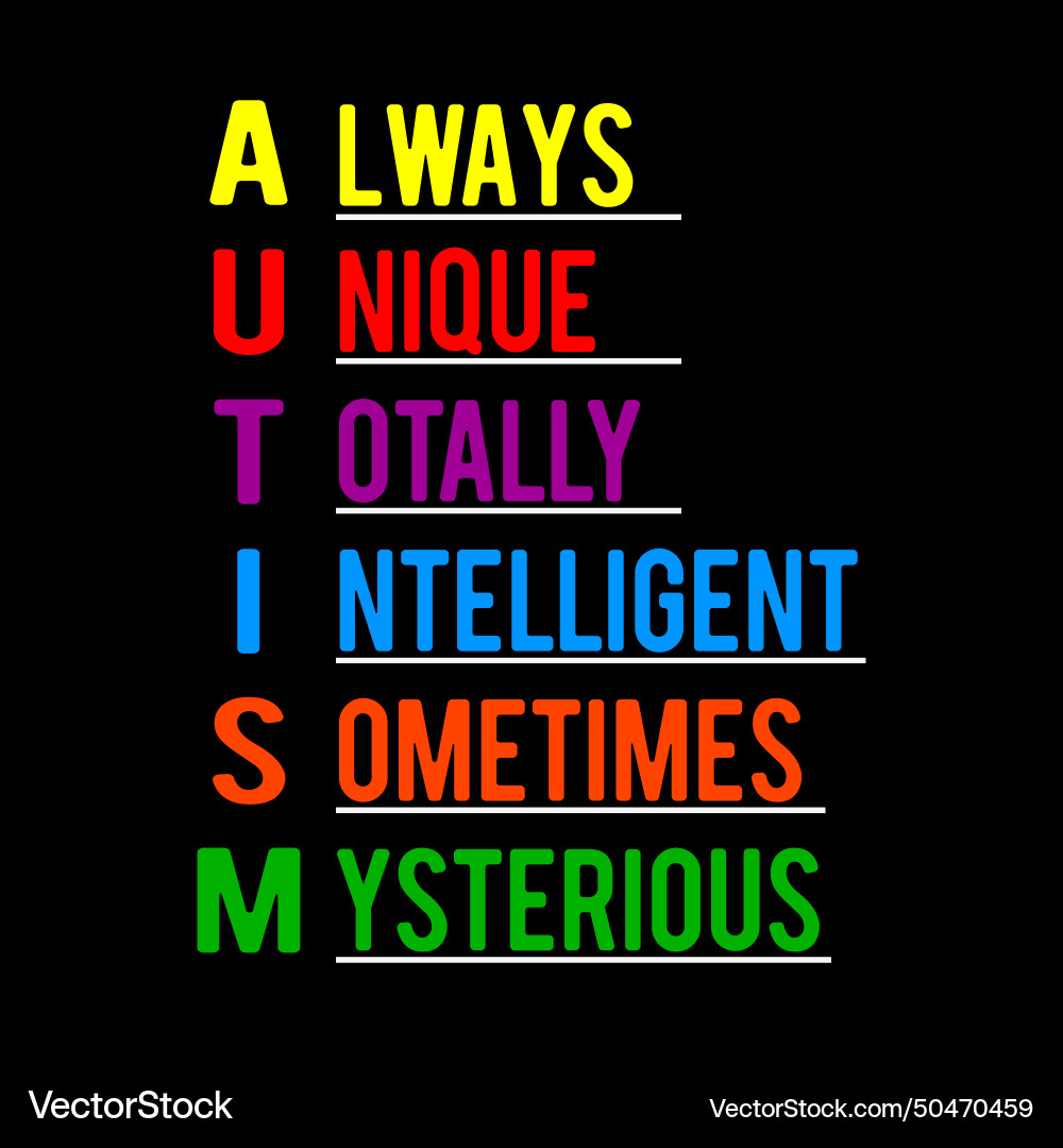 Autism awareness acronym and puzzle piece Vector Image