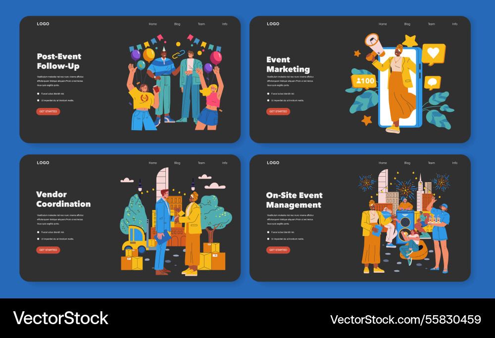 Event agency flat Royalty Free Vector Image - VectorStock