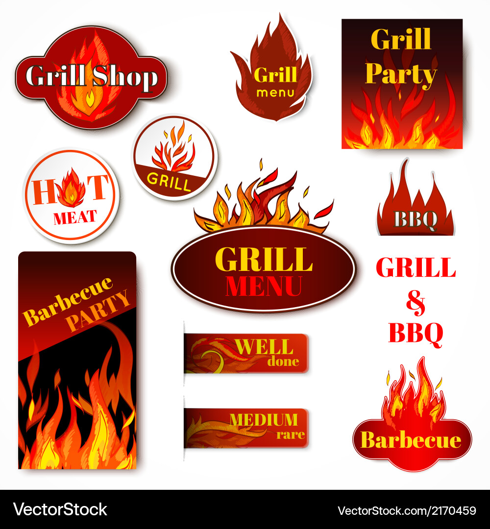 Fire & Grill Sale Badges Royalty Free Vector Image