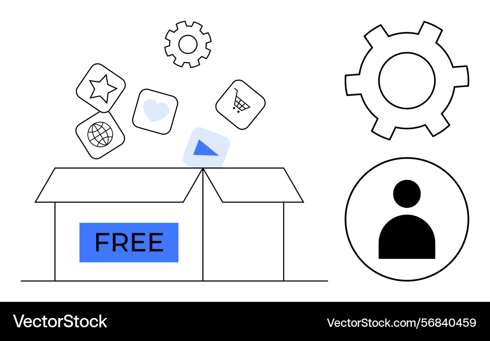 Free Resources And Tools Emerging From Open Box Vector Image