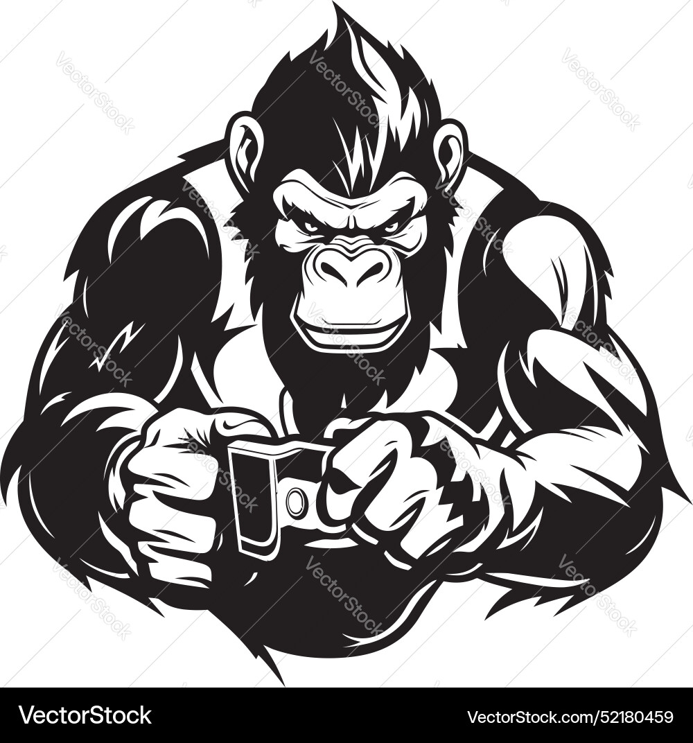 Gaming gorilla grasp strong primate emblem mighty Vector Image