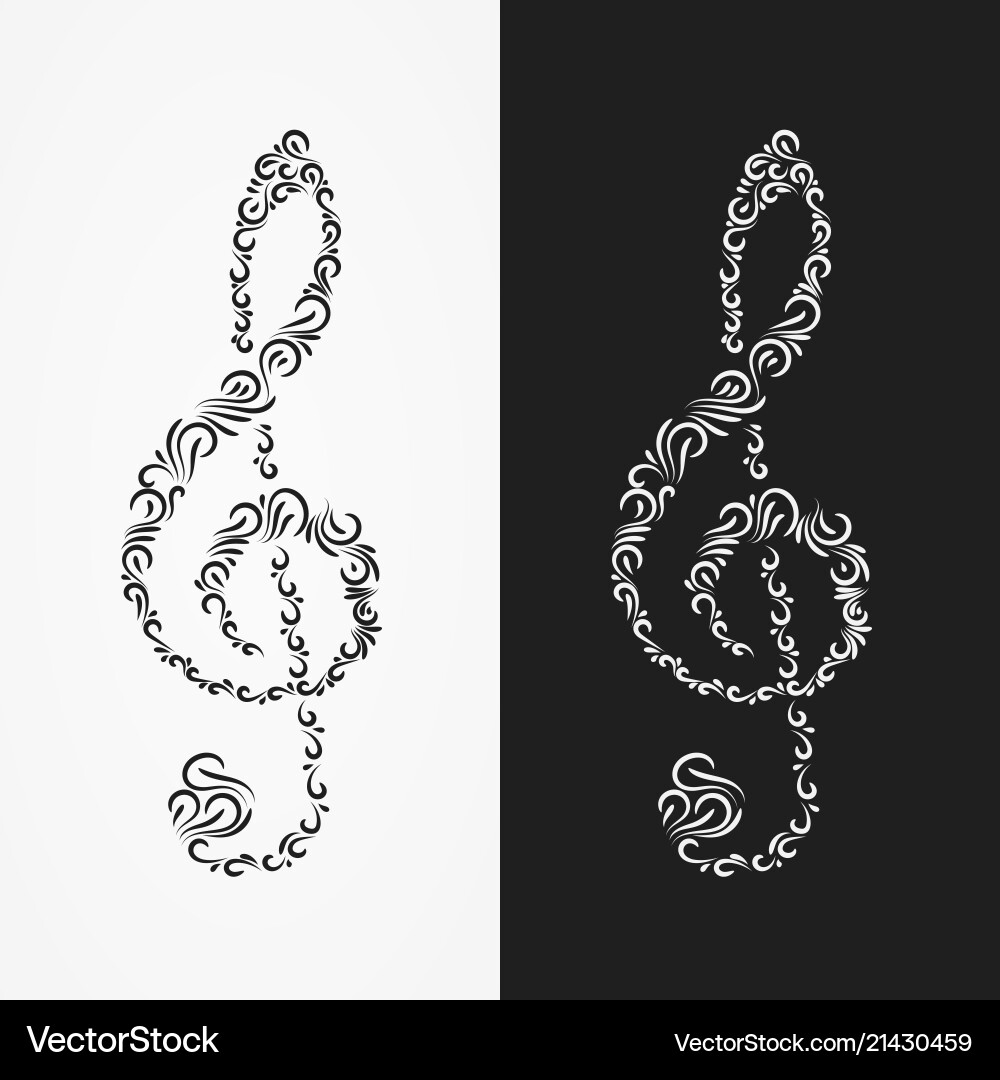 Icon of the treble clef from forms ornate Vector Image