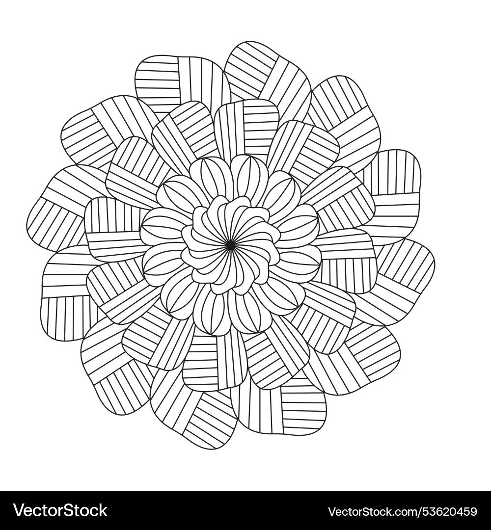 Mandala radiant rosettes coloring book page Vector Image