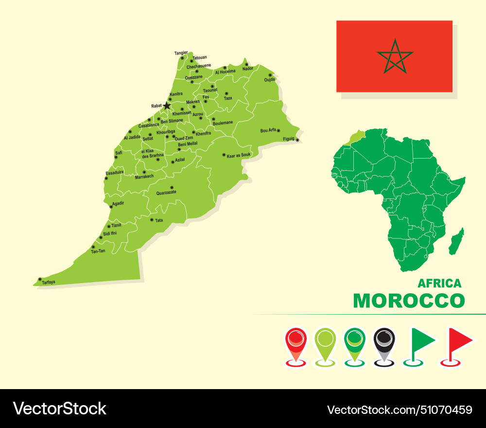 Morocco map Royalty Free Vector Image - VectorStock