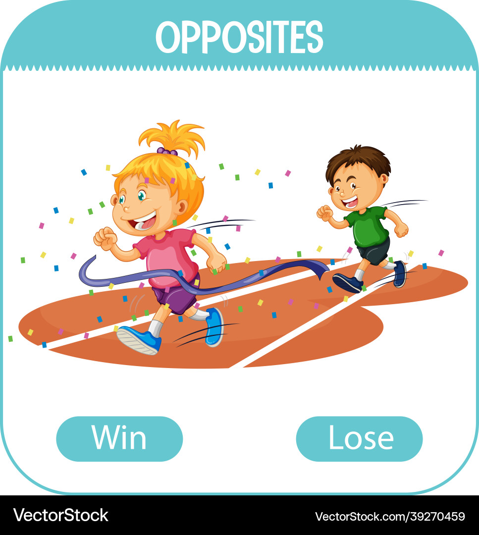 Opposite words with win and lose Royalty Free Vector Image