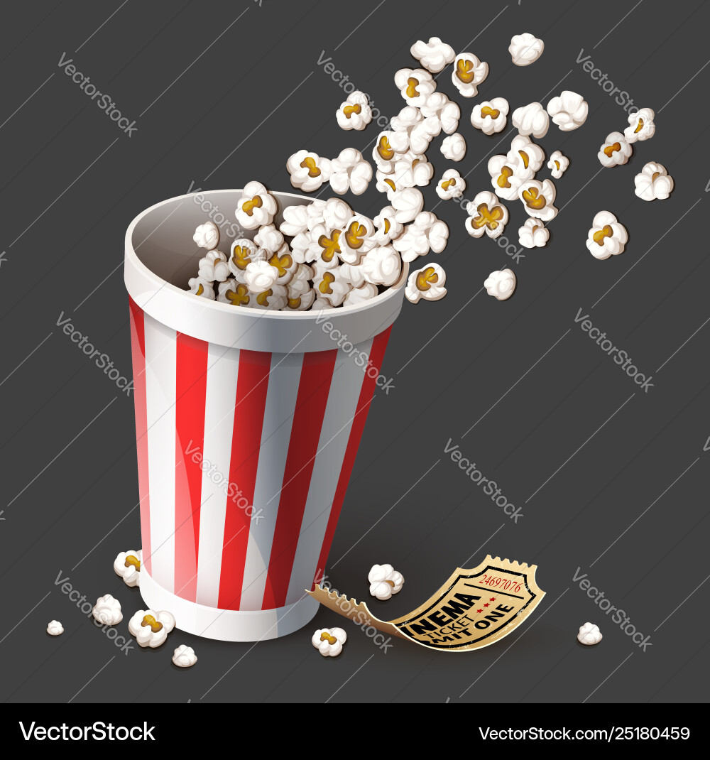Popcorn in paper bucket full Royalty Free Vector Image