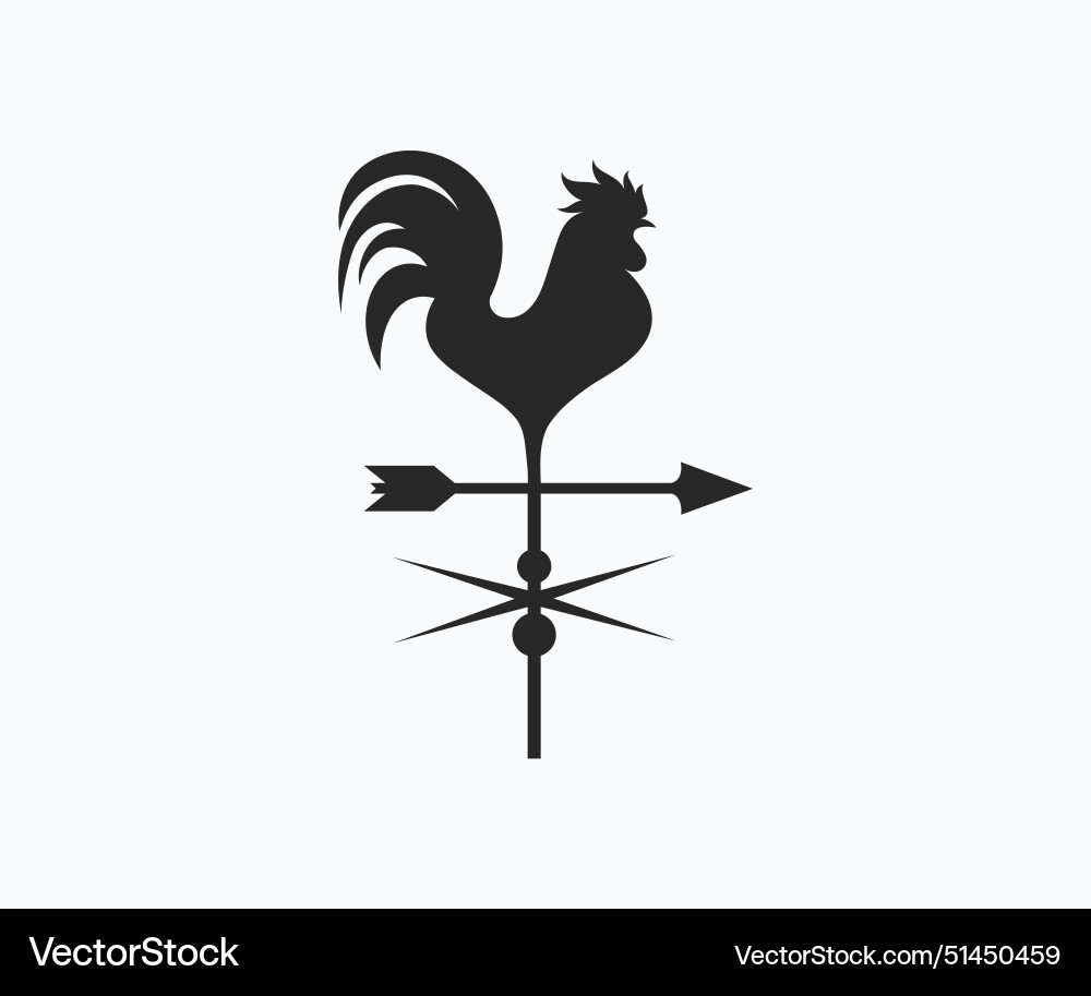Rooster weather vane icon or windvane sign Vector Image