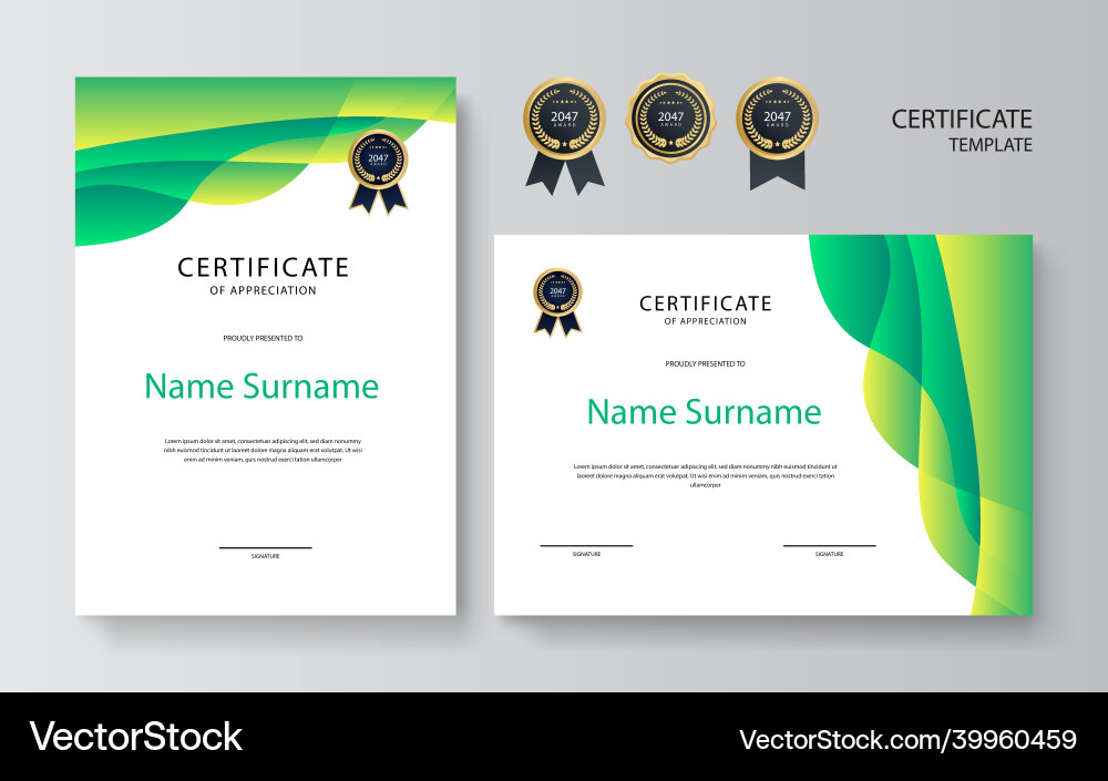 Set certificate template with dynamic Royalty Free Vector