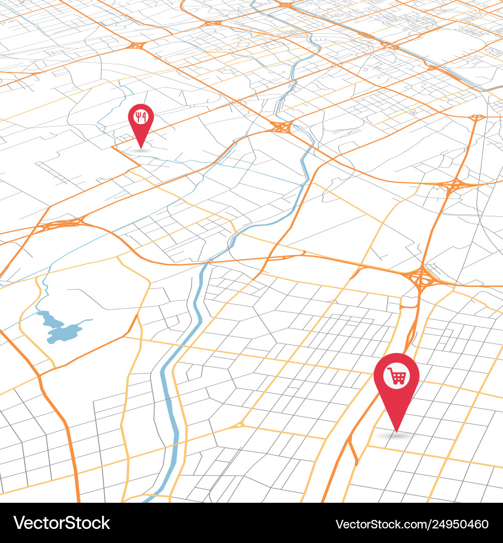 Abstract city map in perspective view Royalty Free Vector