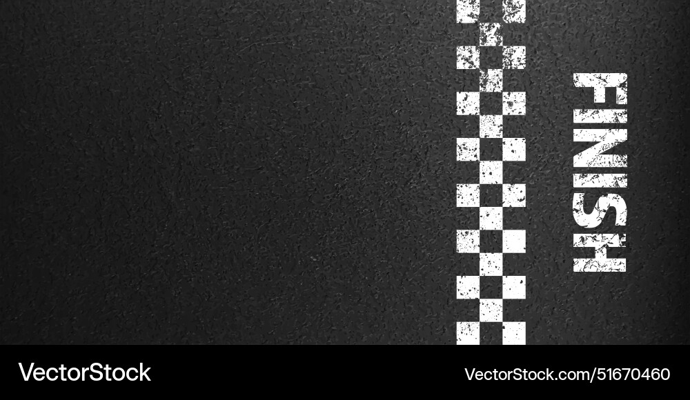 Asphalt road with white finish line marking Vector Image