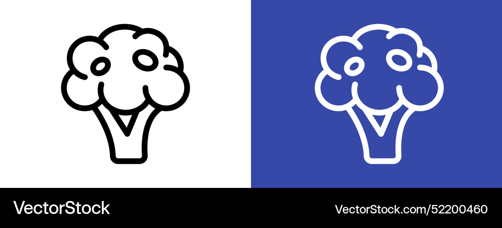 Broccoli icon logo sign set outline Royalty Free Vector