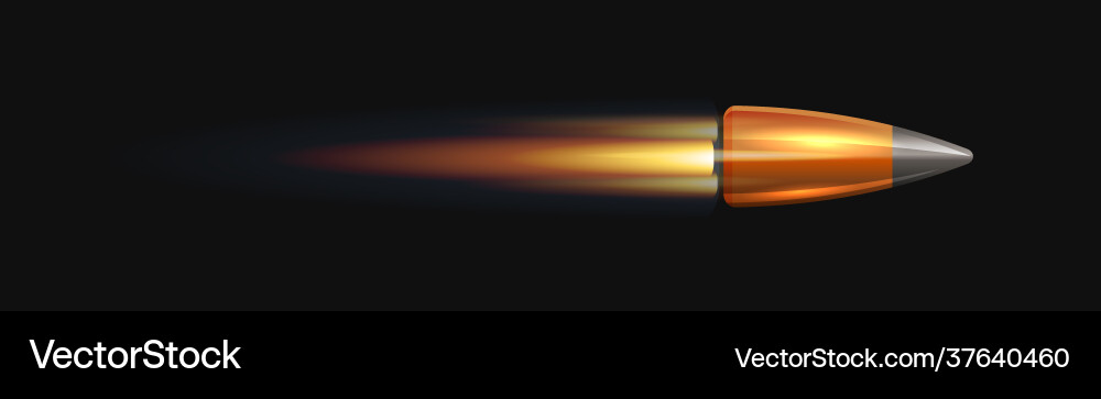 Bullet in flame on black background Royalty Free Vector