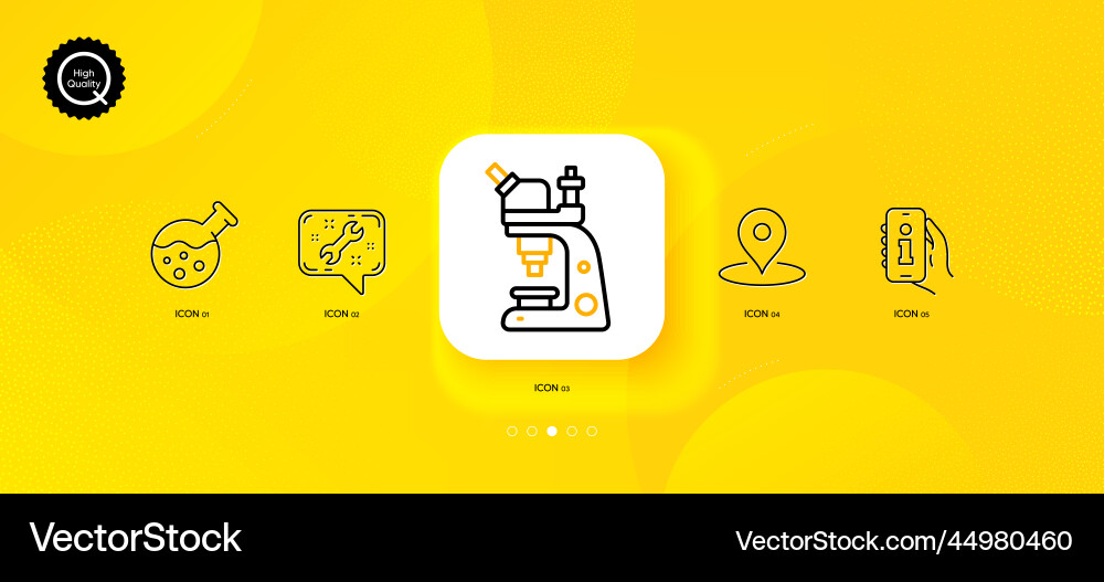 Chemistry lab spanner and microscope minimal line Vector Image