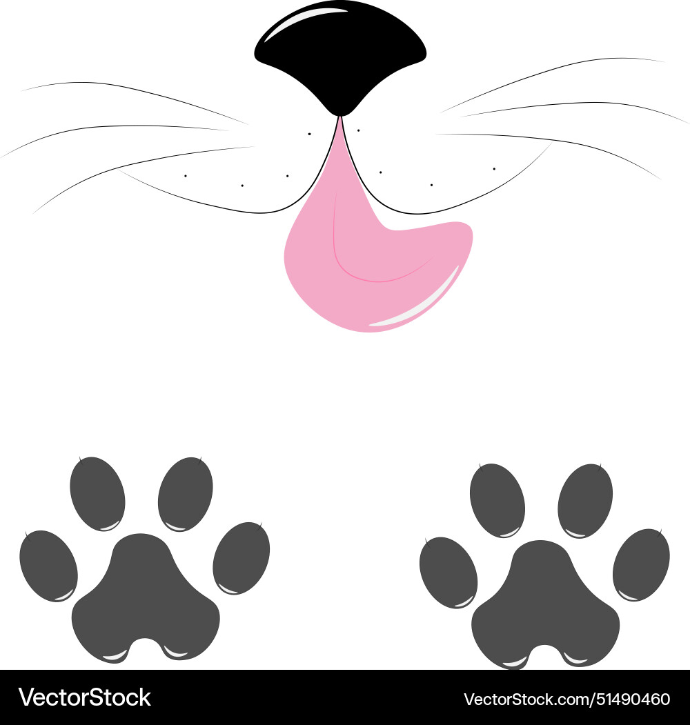 Cute silhouette of a cats muzzle nose mustache Vector Image