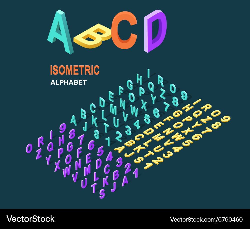 Isometric 3D Alphabet Set Royalty Free Vector Image