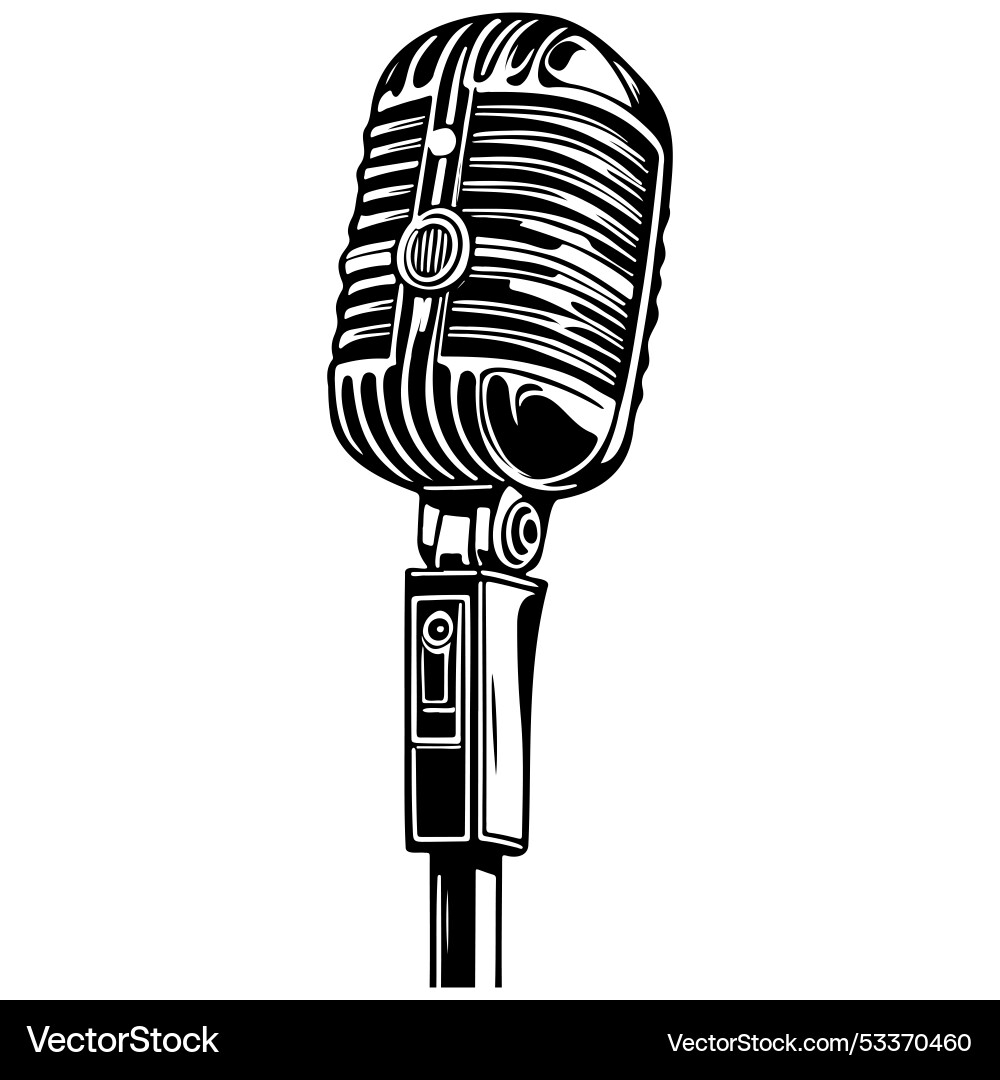 Microphone sketch realistic line monochrome Vector Image