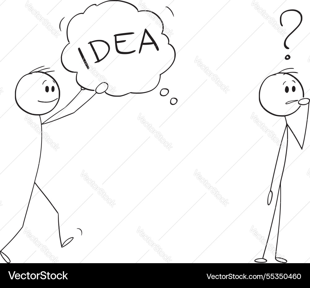 Person needs help with idea cartoon stick figure Vector Image