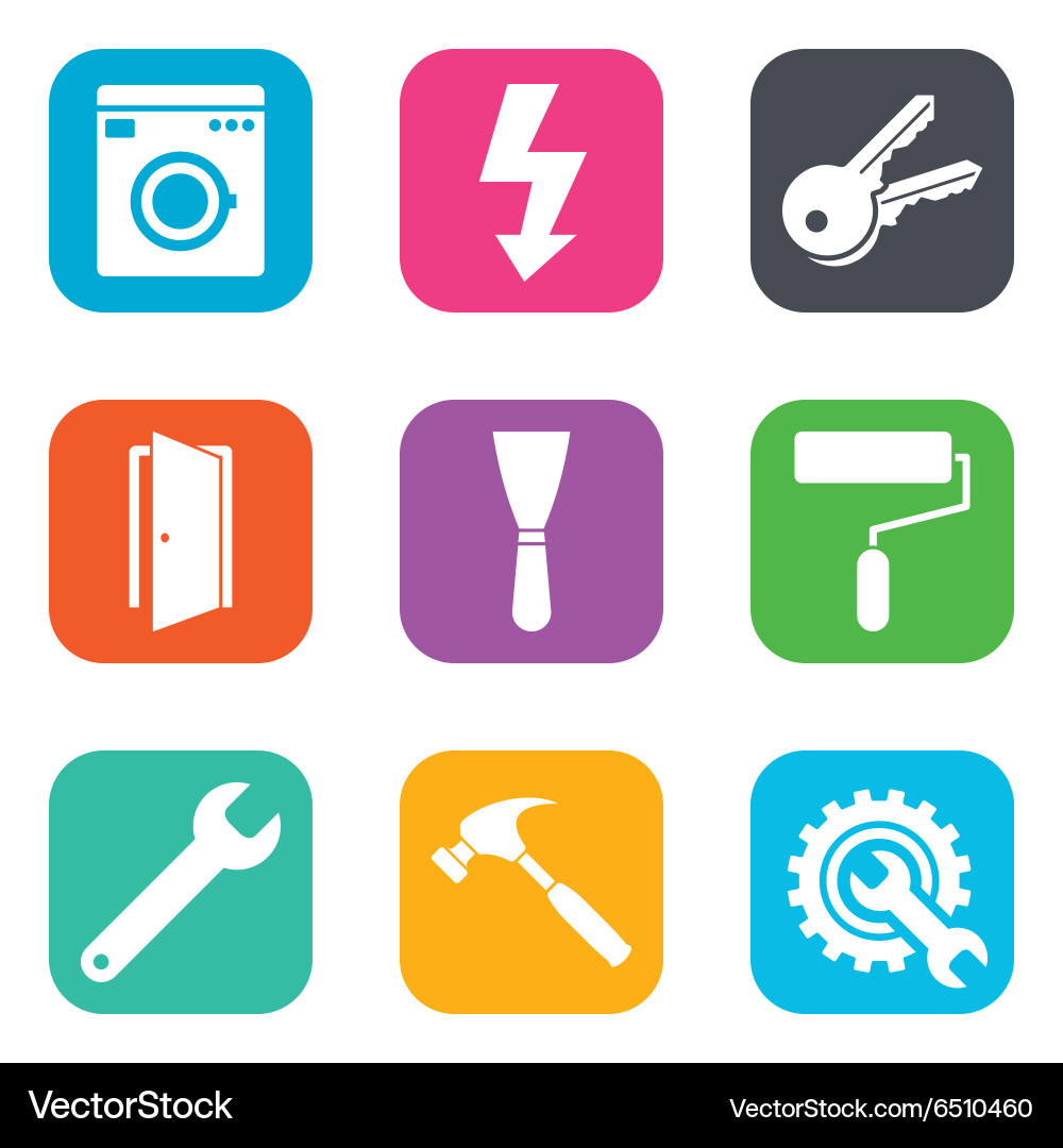 Repair construction icons electricity keys Vector Image