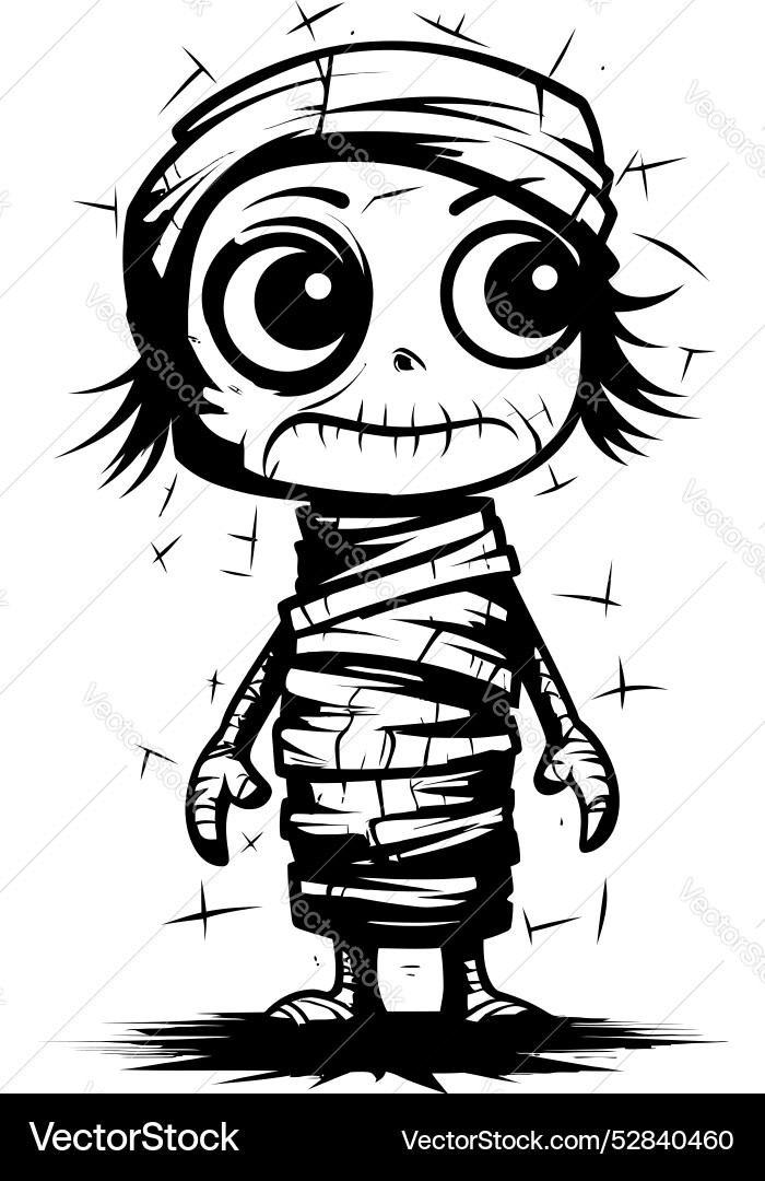 Retro cryptic cuteness cute mummy icon design Vector Image
