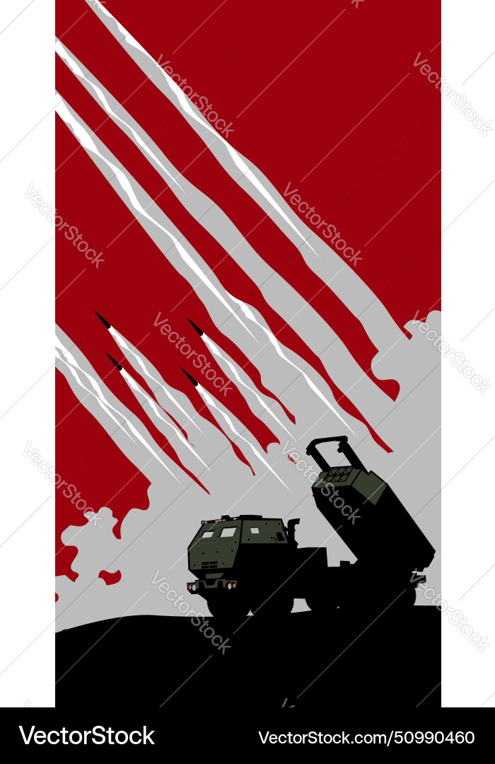 Rocket salvo m142 himars multiple launcher Vector Image