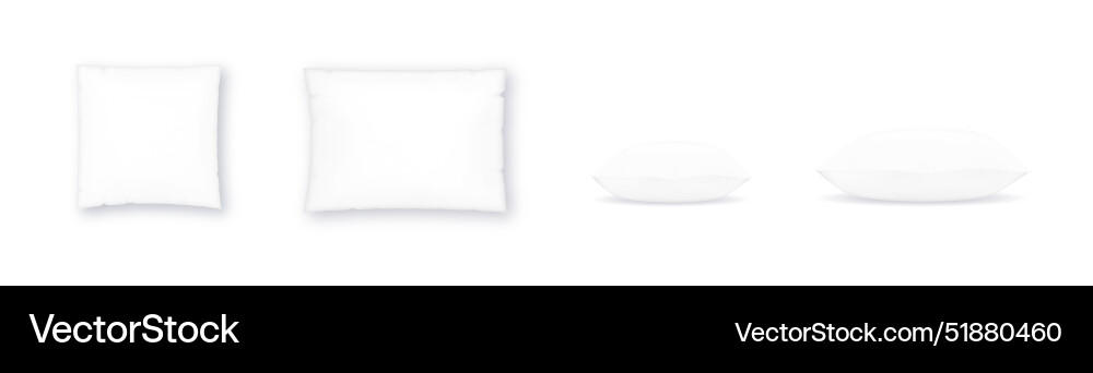 White pillow square shape top side and front view Vector Image