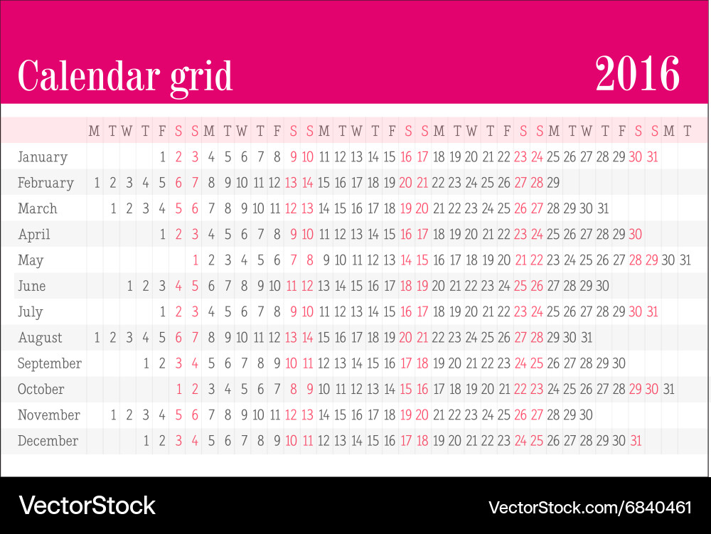 Calendar 2016 design template Royalty Free Vector Image