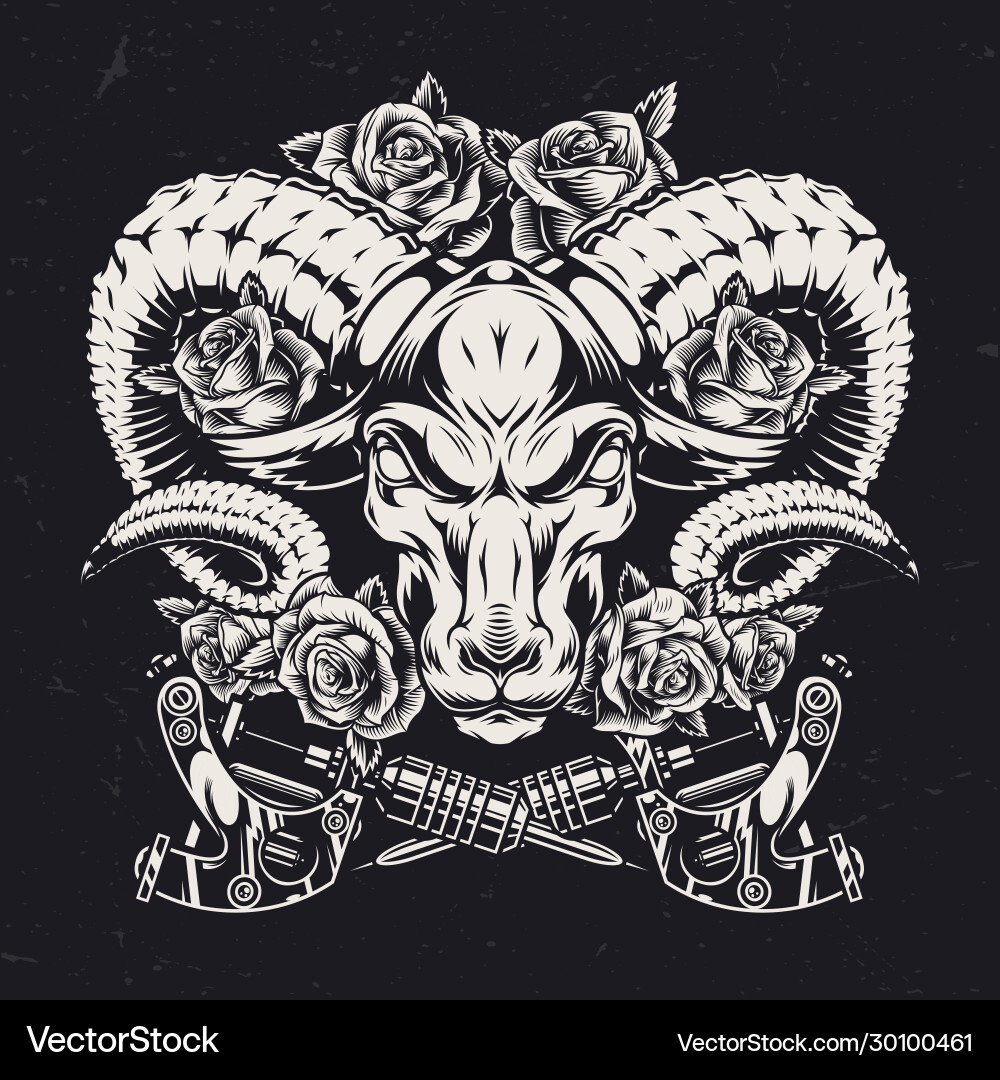 Cruel ram head vintage template Royalty Free Vector Image