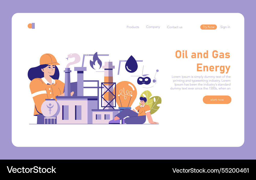Oil and gas energy flat Royalty Free Vector Image