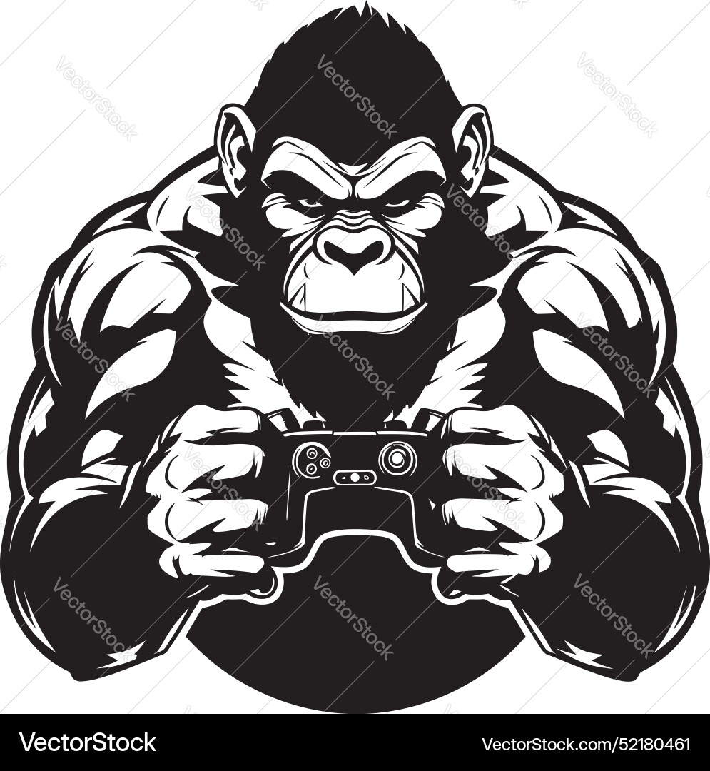 Primate powerplay muscular ape icon gamepad Vector Image