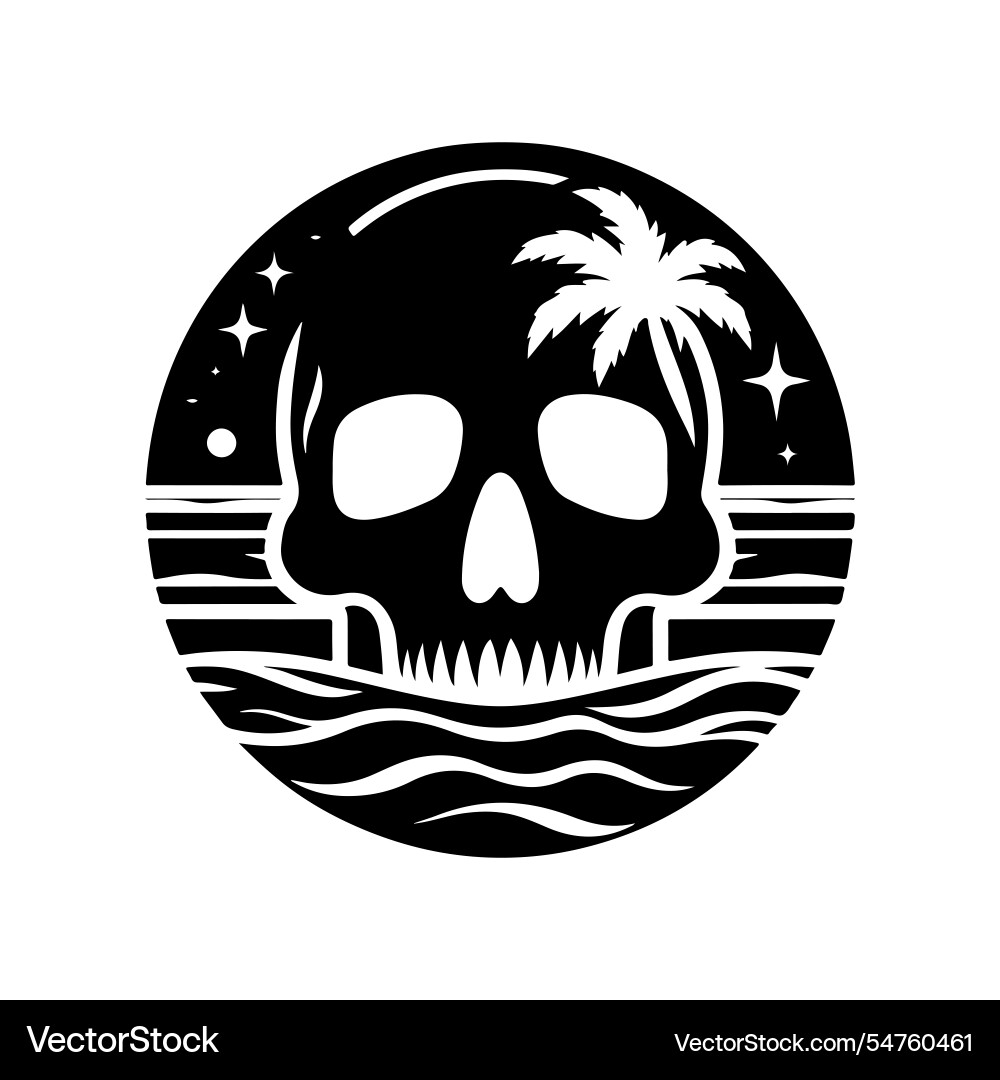 Unique florida beach skull silhouettes ideal Vector Image