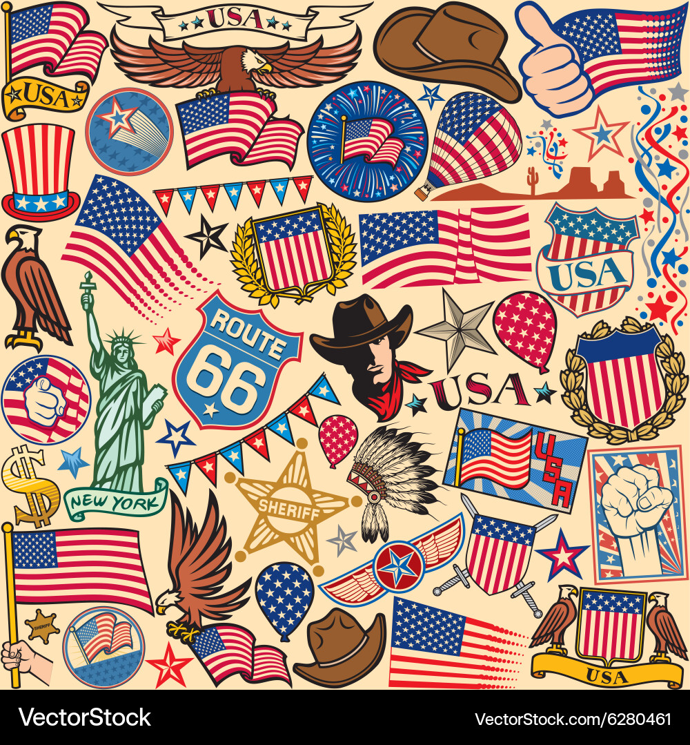 Usa symbols Royalty Free Vector Image - VectorStock