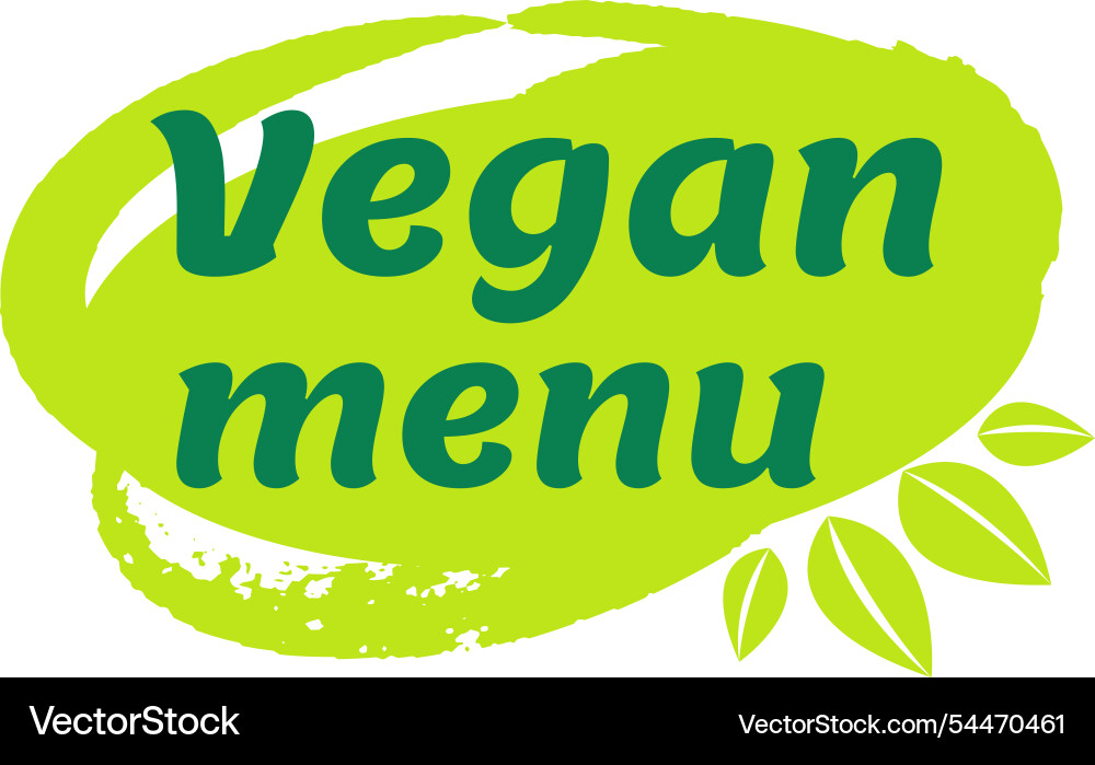 Vibrant green leaves highlight vegan menu Vector Image