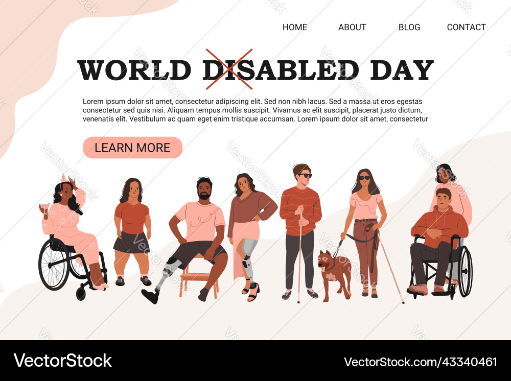 World disabled day landing page Royalty Free Vector Image