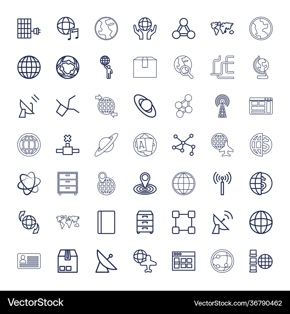 49 global icons Royalty Free Vector Image - VectorStock