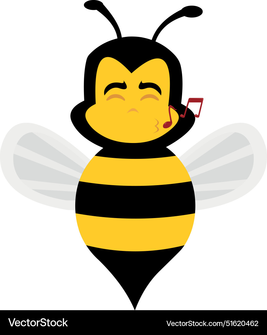 Bee cartoon whistling musical notes Royalty Free Vector