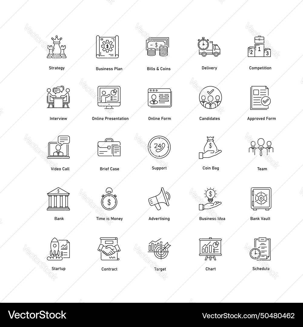 Corporate finance icon pack Royalty Free Vector Image