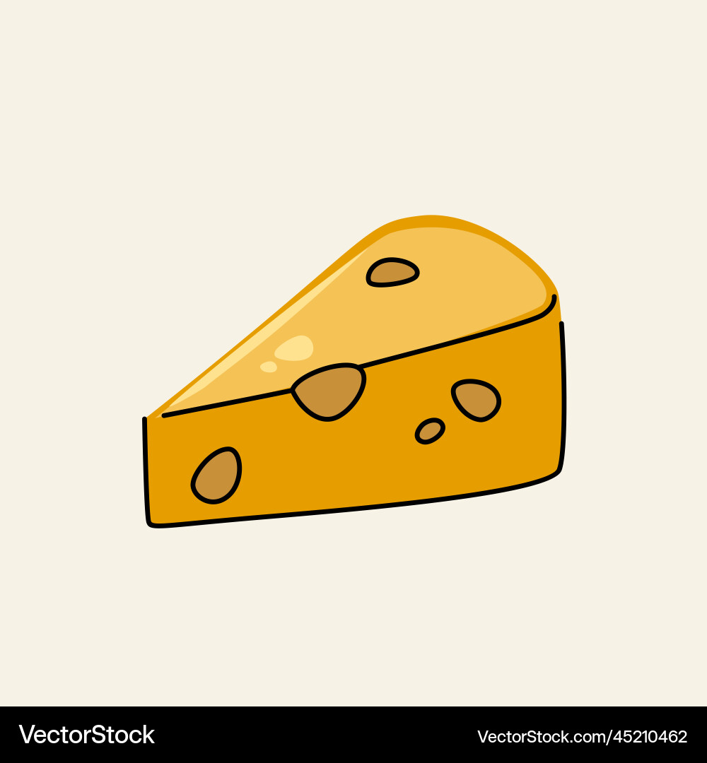 Drawing depicts a piece of cheese Royalty Free Vector Image