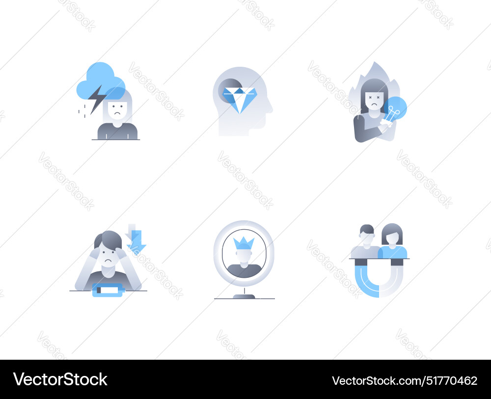 Emotional and psychological problems - flat design