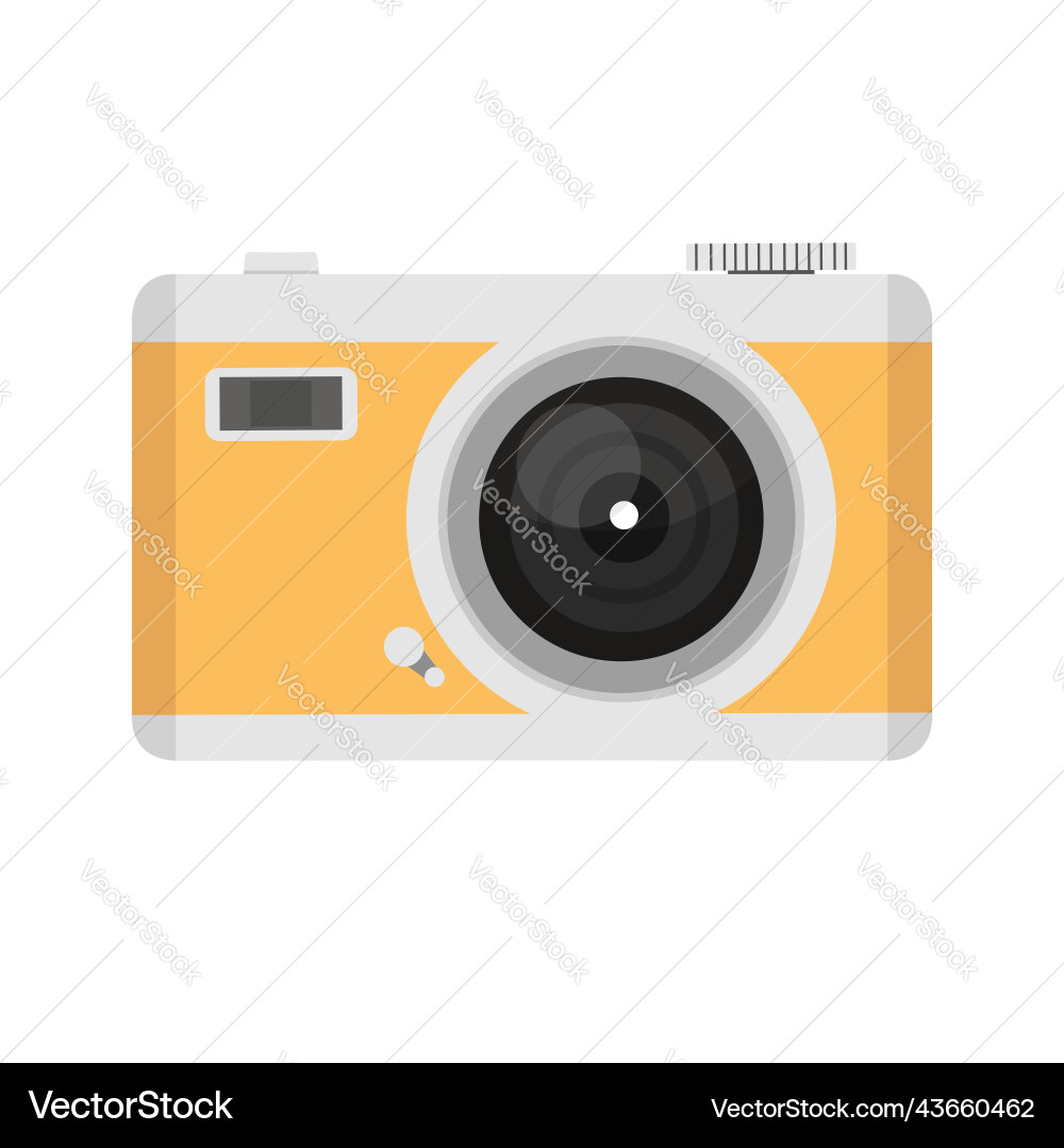 Flat camera yellow icon Royalty Free Vector Image